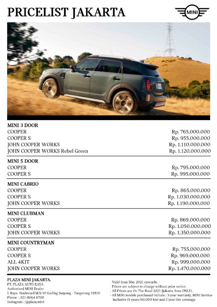 Update Daftar Harga Mini Cooper Mei 2021 Hanya di Plaza Mini | MINI COOPER